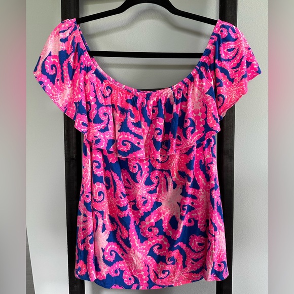 Lilly Pulitzer | Tops | Lilly Pulitzer Off The Shoulder Octopus Pink ...